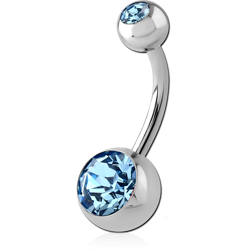 SURGICAL STEEL GRADE 316L DOUBLE PREMIUM CRYSTALS JEWELED NAVEL BANANA ...