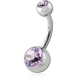 SURGICAL STEEL GRADE 316L DOUBLE PREMIUM CRYSTALS JEWELED NAVEL BANANA ...